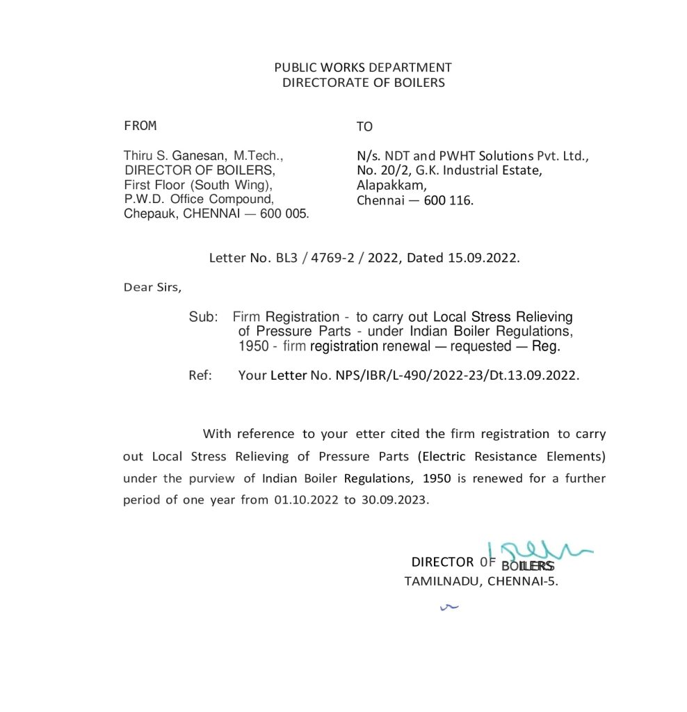 Our PWHT division is authorized as an “Inspecting Authority” for ...